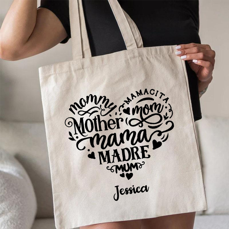 "Mom's Name" Personalized Canvas Bag with Name Added as Mother's Day ...