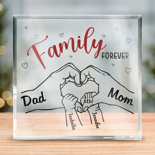 Personalized Acrylic Plaque Family Forever Hand Heart Custom Kids ...