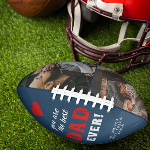 Personalized Football with Red Hearts as a Gift for Dad - Drawelry.com