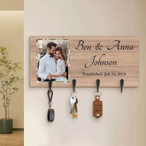 Personalized Key Hanger Custom Photo with Couple Names Design Sweet ...