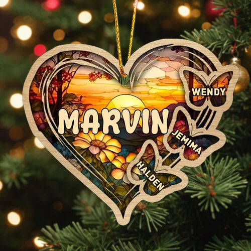 Personalized Christmas Butterfly Heart Stained Glass Pattern Acrylic ...