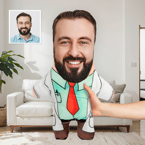 Custom Face Pillow Add Photo Male Doctor Gift for Friend - Drawmade.com