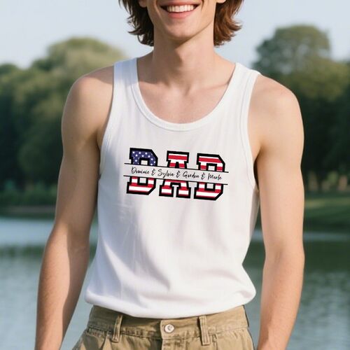 Personalized Tank Top Custom Names DAD Stars and Stripes Design Perfect ...