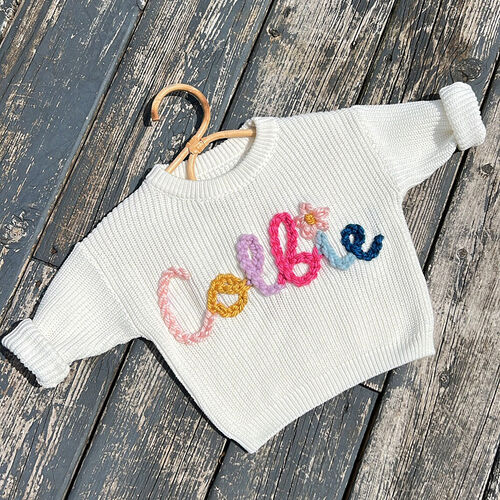 Personalized Handmade Name Sweater with Random Color Text Beautiful ...