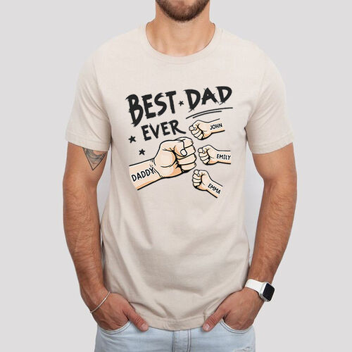 Personalized T-shirt Best Dad Ever Fist Bump Custom Names Design ...