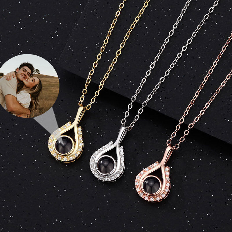 Personalized Water Drop Projection Picture Necklace with Diamonds ...
