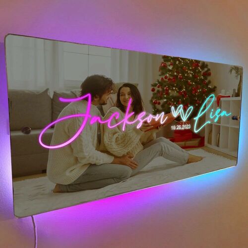 Personalized Led Mirror Light Customized Name Warm Gift For Valentine's ...
