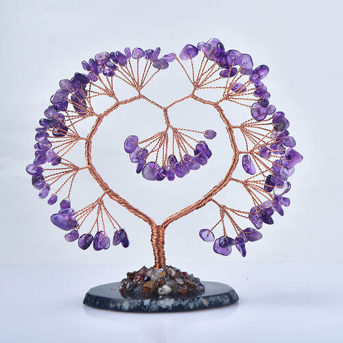 Heart-Shaped Crystal Fortune Tree Tree of Life Agate Base Colorful ...
