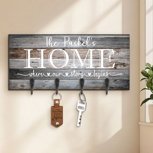 Personalized Key Hanger Home Where Our Story Begins Elegant Design Home ...