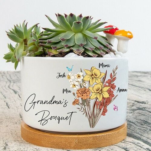 Personalized Name Flower Pot with Custom Floral Unique Mother's Day ...