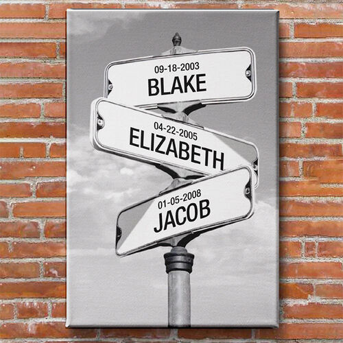 Personalized Name And Date Canvas Wall Art Simple Background Stylish ...
