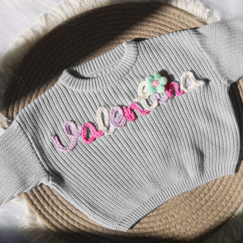 Personalized Handmade Name Sweater with Random Color Text Cute Present ...