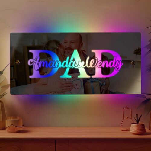 Personalized Led Dad Mirror Light Father's Day Gift - Drawelry.com