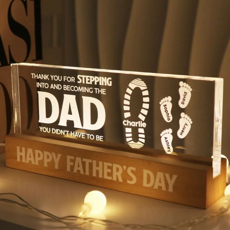 Personalized Led Customized Footprint Names Cute Father's Day Gift ...