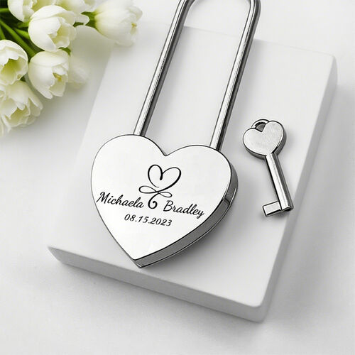 Personalized Heart Lock Custom Names and Special Date Art Love Design ...