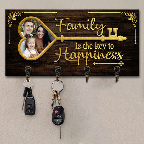 Personalized Key Hanger Family Is The Key To Happiness Custom Photo ...