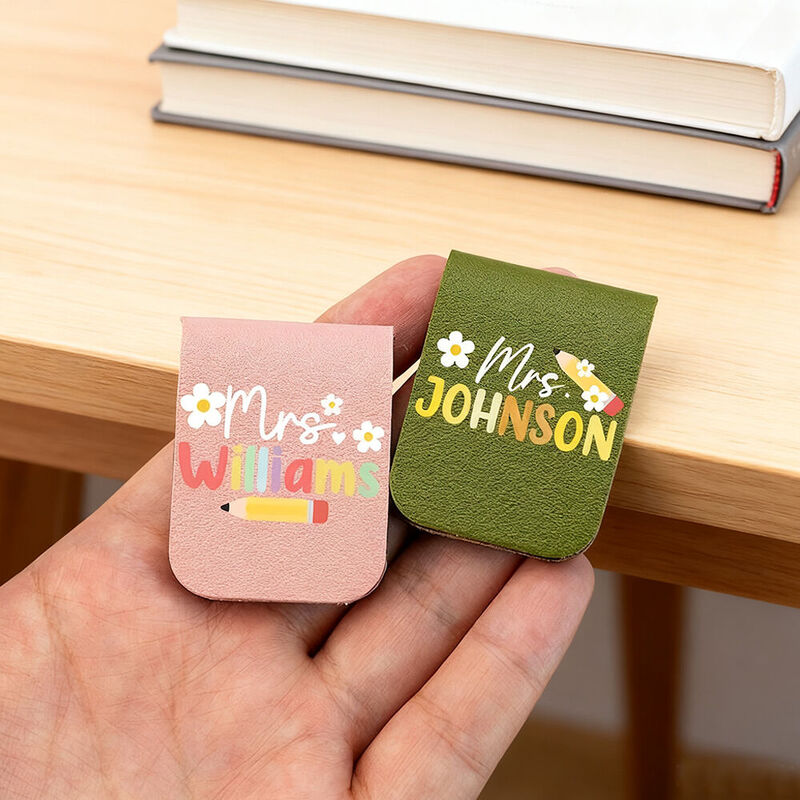Personalized Name Leather Bookmark Magnetic Bookmark Back to School ...