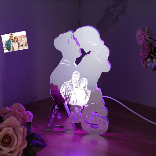 Personalized Picture Led Mirror Lamp Romantic Gift for Sweet Couples ...