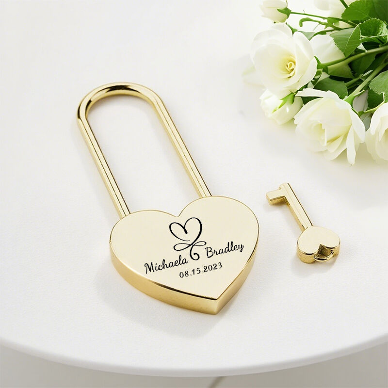 Personalized Heart Lock Custom Names and Special Date Art Love Design ...