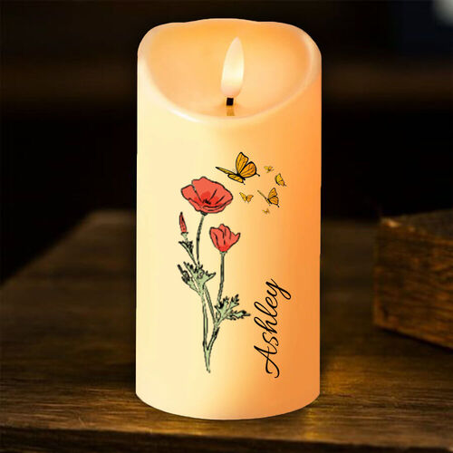 Personalized LED Candle with Floral Pattern Christmas Gift for Best ...