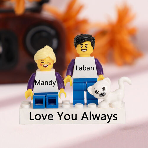 Personalized Building Block Couple Minifigures With Pets Valentine's ...