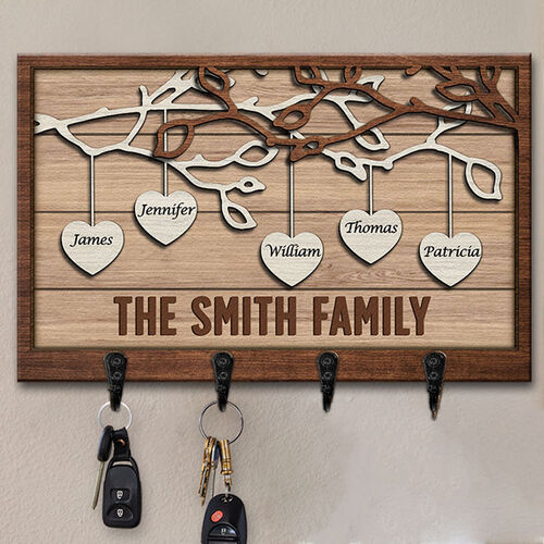 Personalized Key Hanger Love Grows Here Custom Family Tree Design ...