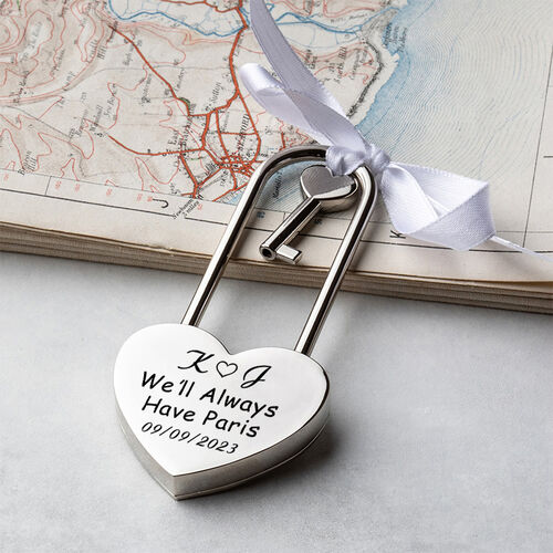 Personalized Heart Lock Custom Initials and Love Words Romantic Design ...