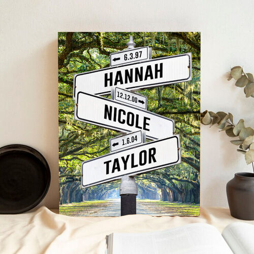 Personalized Name Canvas Wall Art with Flat Road Background Creative ...
