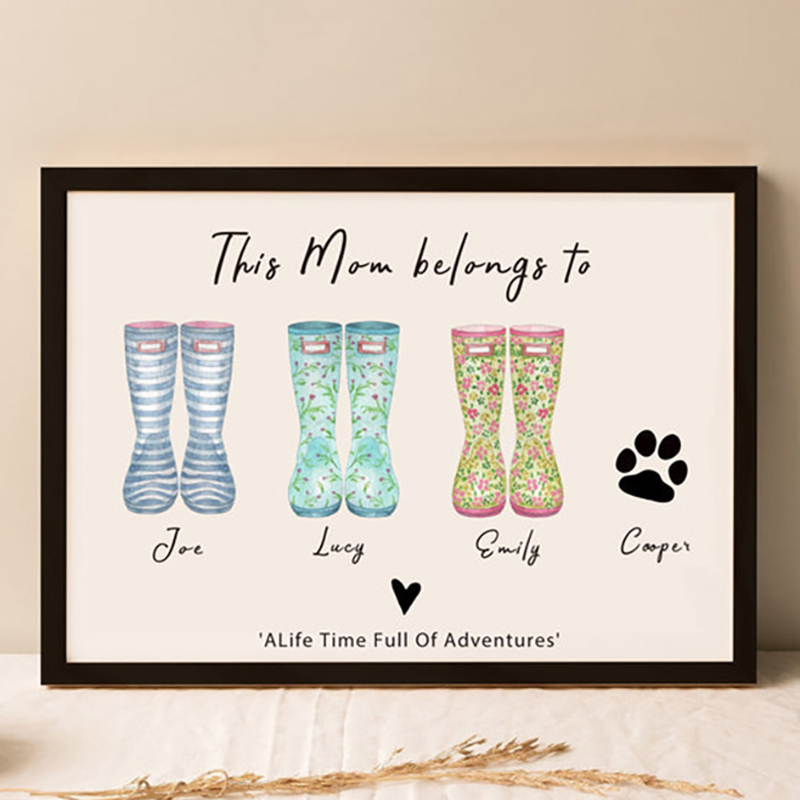 Personalized Name Frame with Beautiful Boots Pattern Best Present for ...