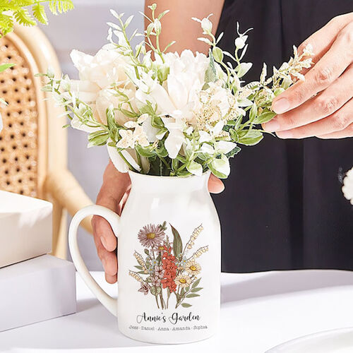 Personalized Name Flower Vase with Custom Floral Pattern Precious Gift ...