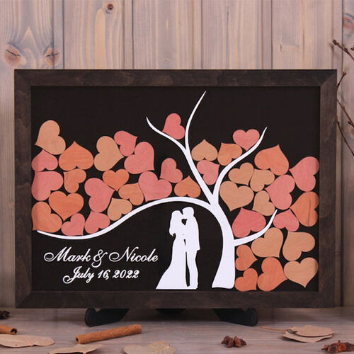 Personalized Wedding Guest Book With Couple Outline Pattern Romantic ...