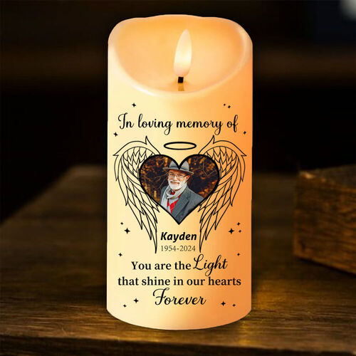 Personalized LED Candle Light with Wings Frame Graphic Memorial Gift ...