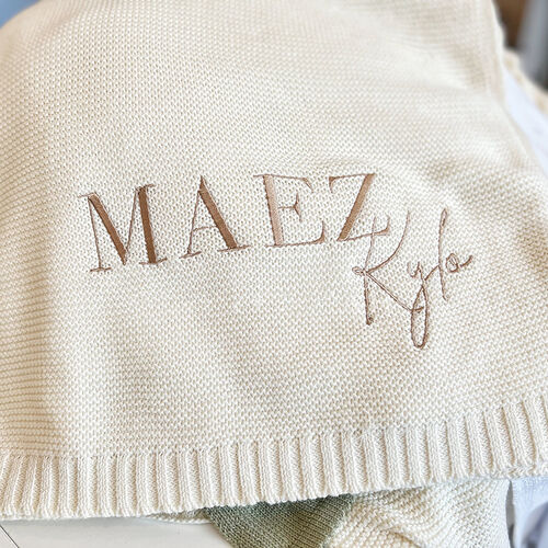 Personalized Baby Knitted Blanket with Embroidered Name Simple Gift for ...