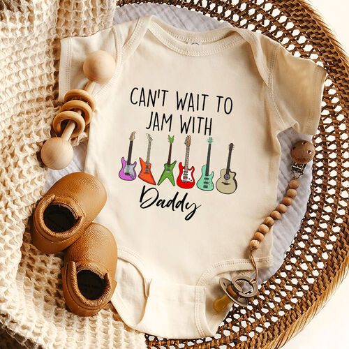 Personalized Baby Onesie Can't Wait To Jam With Daddy Cool Guitars Attractive Baby Shower Gift ...