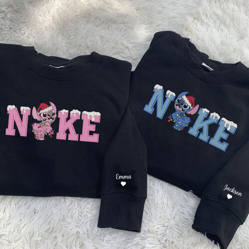 Personalized Sweatshirt Embroidered Stitch and Angel Light String ...