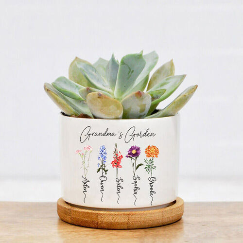 Personalized Name Flower Pot with Custom Floral Stylish Gift for Mother ...