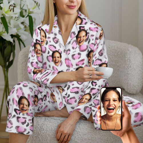 Personalized Pajamas Custom Photo Pinkish Purple Leopard Print Design ...