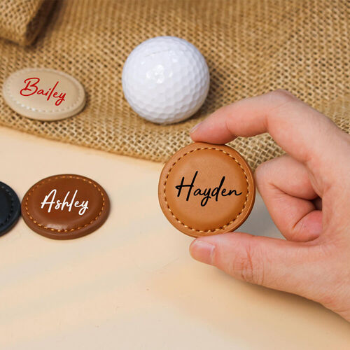Personalized Leather Golf Ball Marker Custom Name Tag Gift for Golfers ...